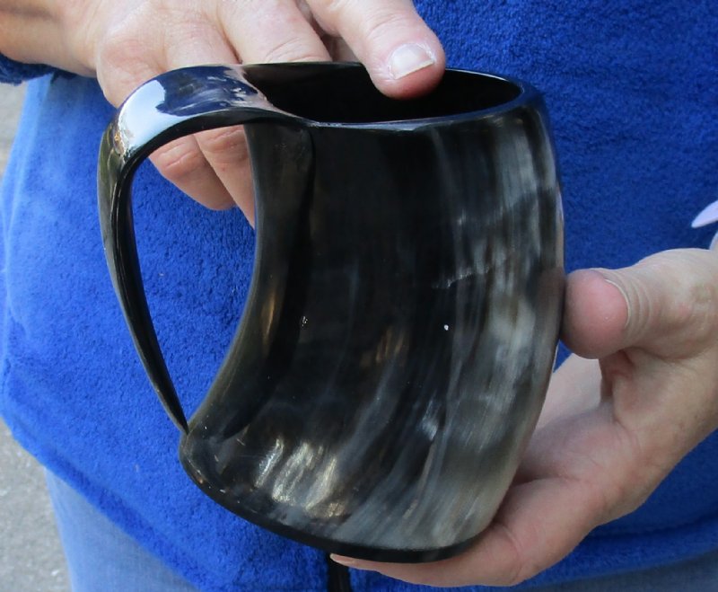 4 inch Polished Buffalo horn mug, Cow horn mug